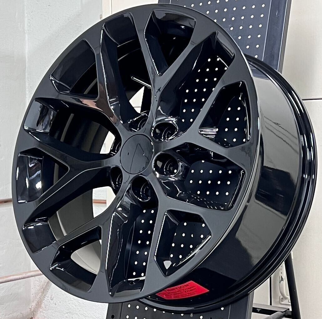 22" GLOSS BLACK SNOWFLAKE WHEELS RIMS FITS 6X139.7 CHEVY TAHOE SUBURBA ...