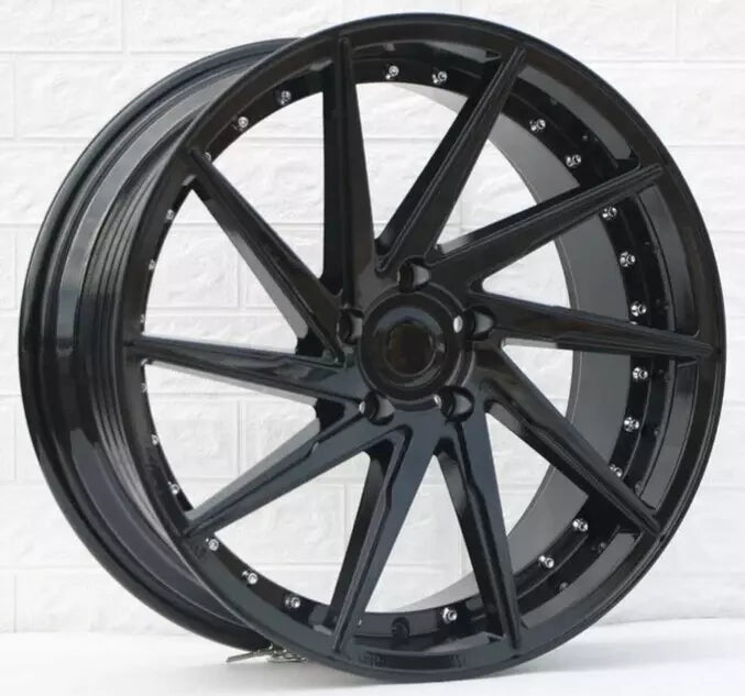 19" Wheels 19x8.5 / 19x9.5 5x114.3 Gloss Black Swirl Style Staggered R ...