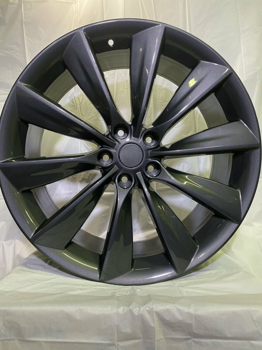 4 PCS 21" WHEELS SET FOR TESLA MODEL S X 21x9 ET40 5x120 CB64.1 GREY R ...