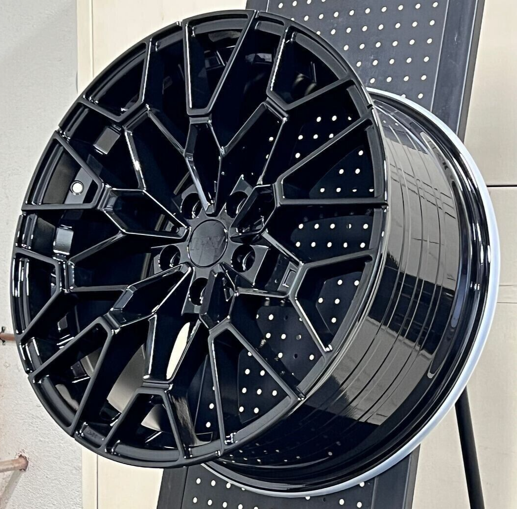 20" W717 GLOSS BLACK STAGGERED WHEELS RIMS FITS BMW 330i M340i 330e XD ...