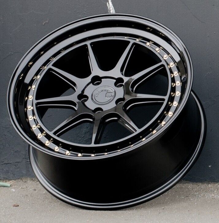 4 PCS 18x8.5 Aodhan DSX Wheels 5x100 +35 Gloss Black Rims 18 Inch Set ...