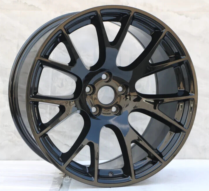 20" 5x115 Dodge Hellcat Gloss Black Wheels 20x9.0 +20 Fits Charger Cha ...
