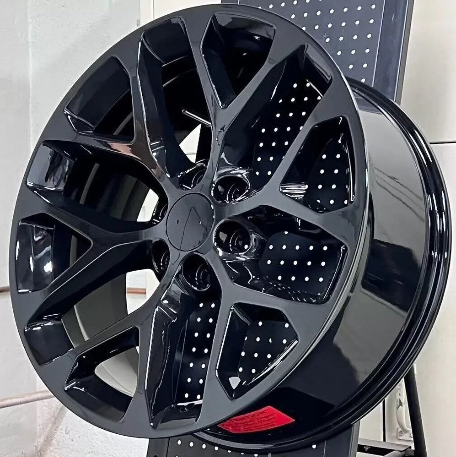22" GLOSS BLACK SNOWFLAKE WHEELS RIMS FITS 6X139.7 CHEVY TAHOE SUBURBA ...