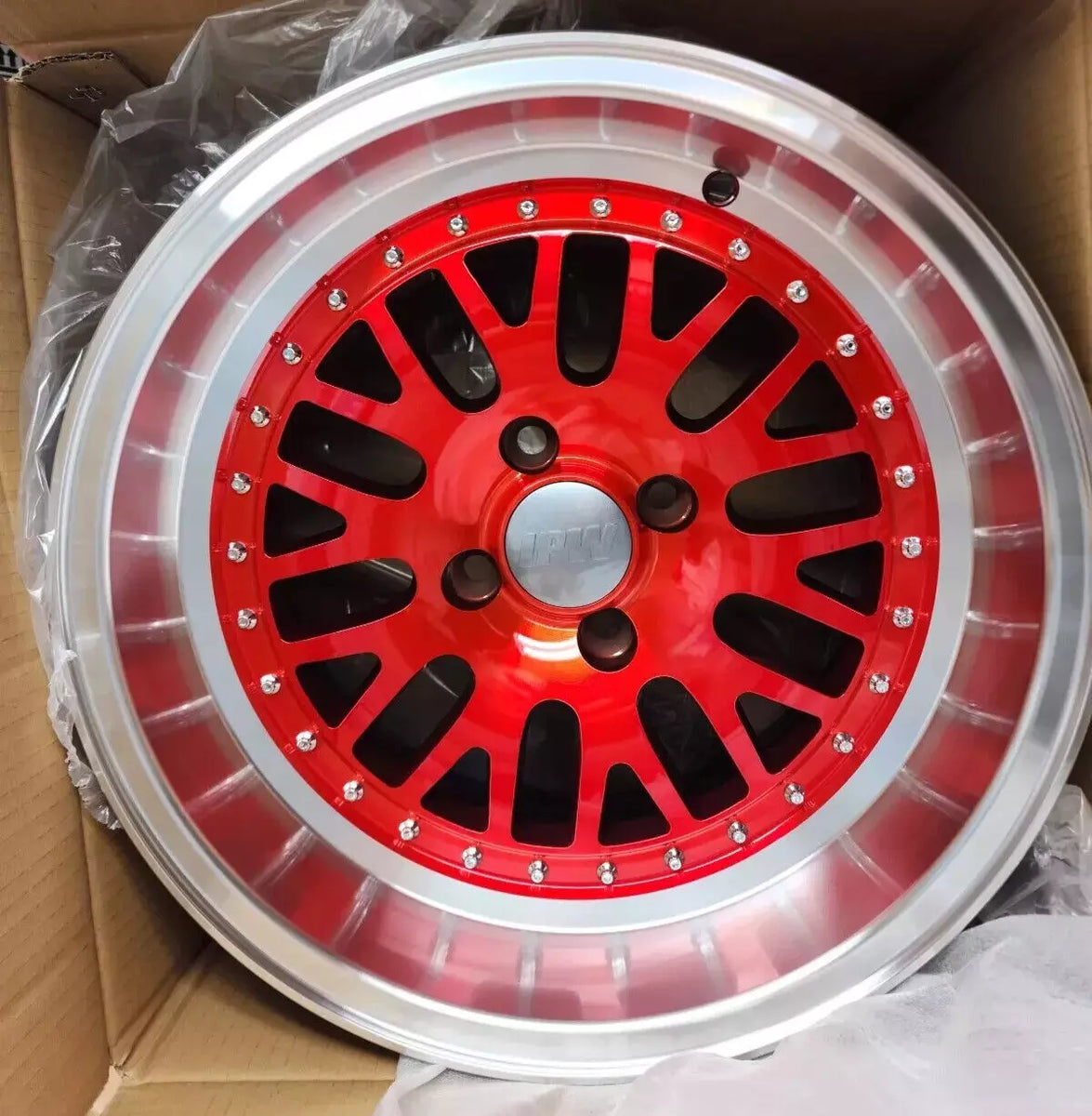 15" RED WHEELS LM20 STYLE 15x8 4x100 +0 CB73.1 AGGRESSIVE FIT RIMS SET ...