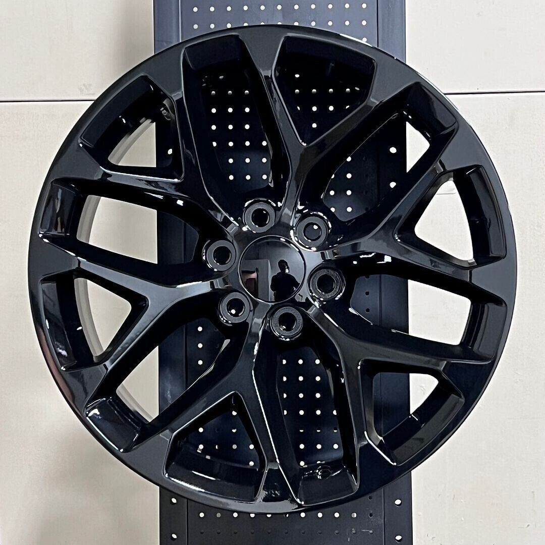 22" GLOSS BLACK SNOWFLAKE WHEELS RIMS FITS 6X139.7 CHEVY TAHOE SUBURBA ...