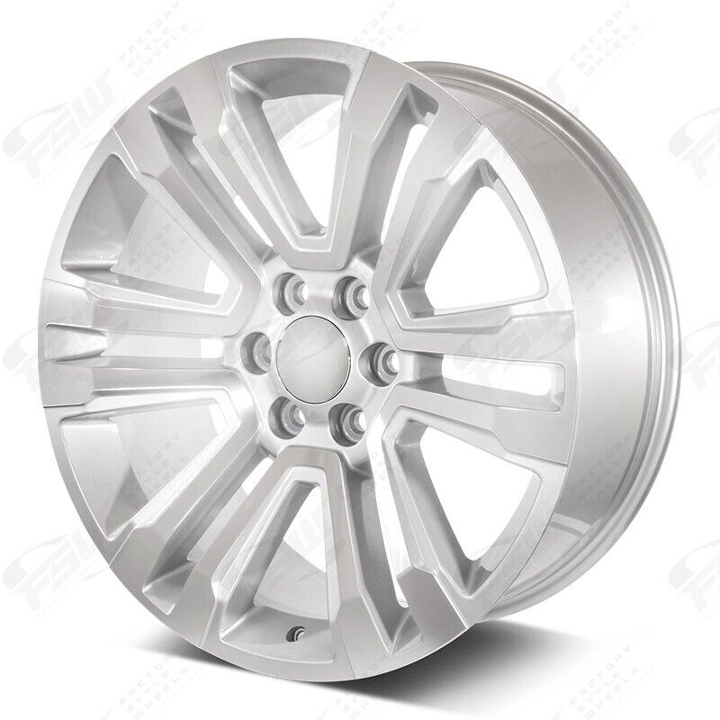 22" Silver Wheels Fits Chevy Silverado 1500 Tahoe Yukon Sierra 22x9 Ri ...