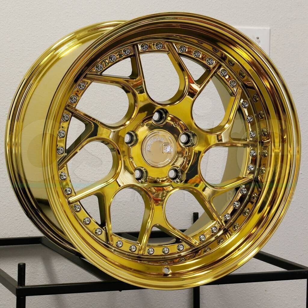 19" Aodhan DS01 Wheels 19x9.5 / 19x10.5 +22 5x114.3 Vacuum Gold Rims S ...