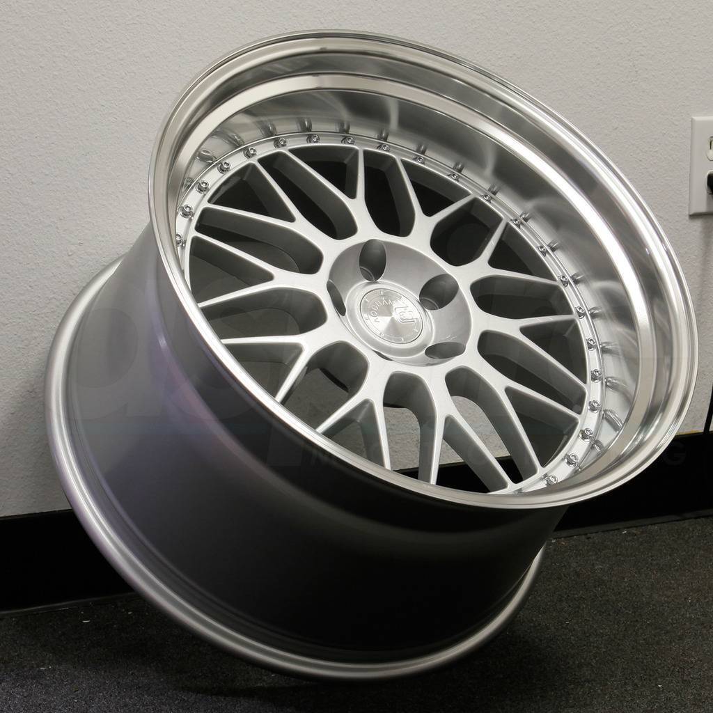 18x9.5 Aodhan AH02 Wheels Silver Machined Lip 5x100 +35 Rims 18 Inch S ...