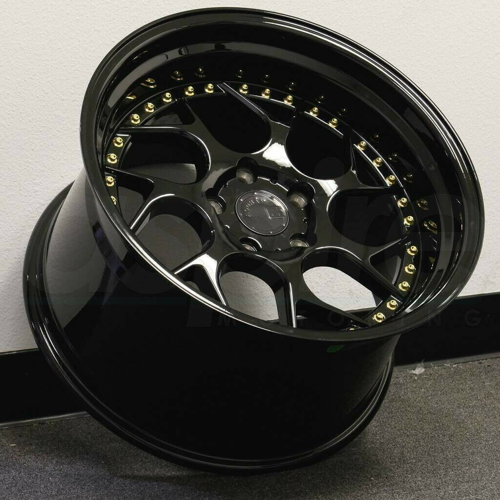 18" Aodhan DS01 Wheels 18x8.5 / 18x9.5 +35 5x100 Gloss Black Rims Set ...
