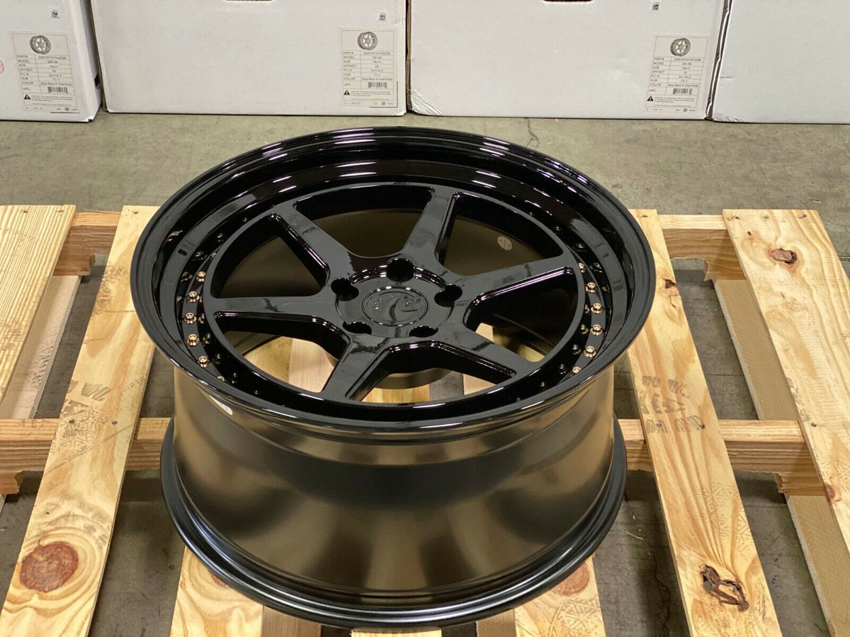 18x8.5 +35 / 18x10.5 +22 Aodhan DS09 Wheels 5x114.3 Gloss Black Rims 1 ...