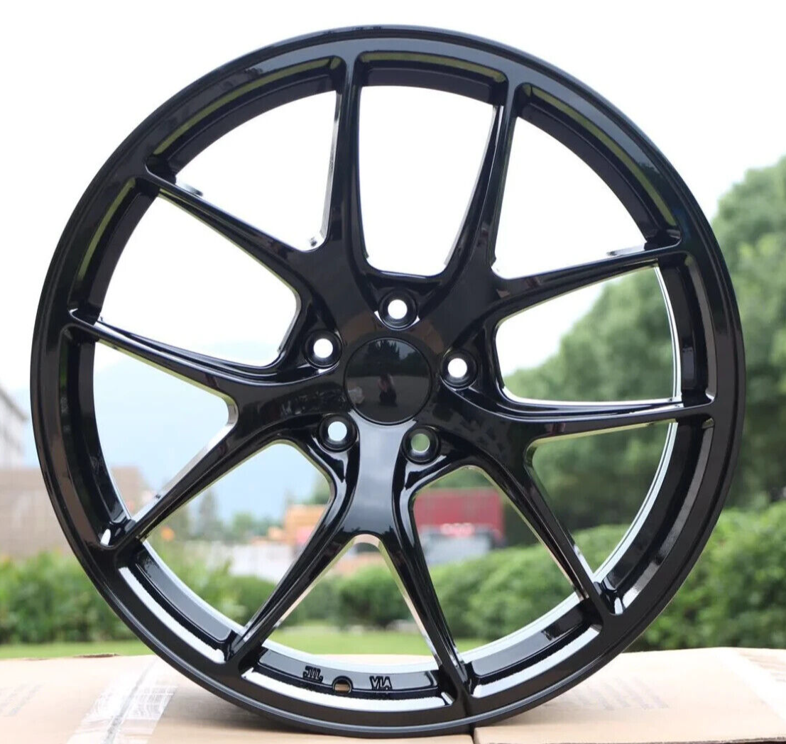 20" Gloss Black Wheels 20x8.5 / 20x9.5 +35 5x120 72.56 W005 Tuner Rims ...