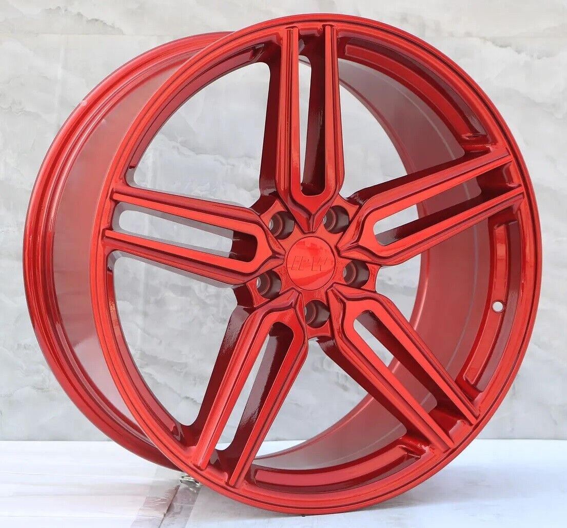 20" Red Staggered Wheels 20x9 / 20x10 +35 5x114.3 CB 73.1 Tuner Rims S ...