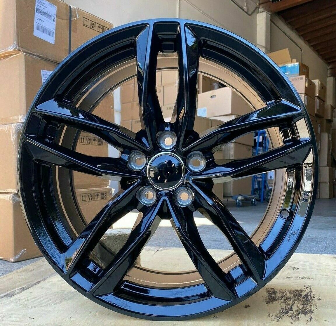 20" Wheels For Audi A4 A6 A5 A8 Q5 Tiguan Gloss Black Rims Set Four 20 ...
