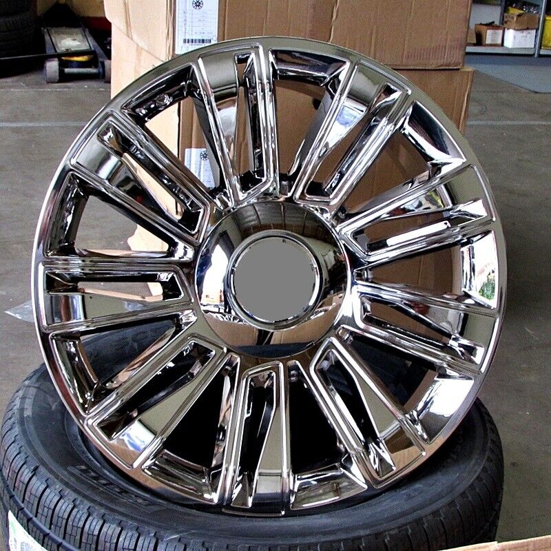 24" Chrome Wheels Fit Cadillac Escalade Chevy Silverado 1500 24x9.5 Ri ...