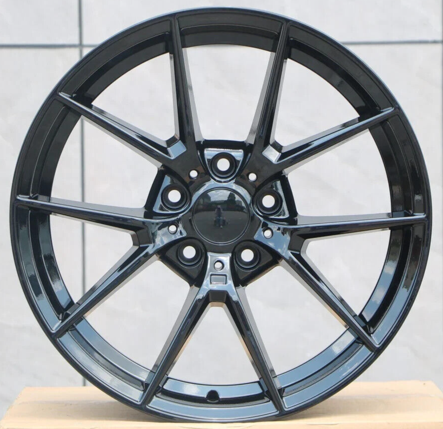 19" Gloss Black CS Style 19x8.5 / 19x9.5 +35 5x120 Wheels Fit BMW 325 ...