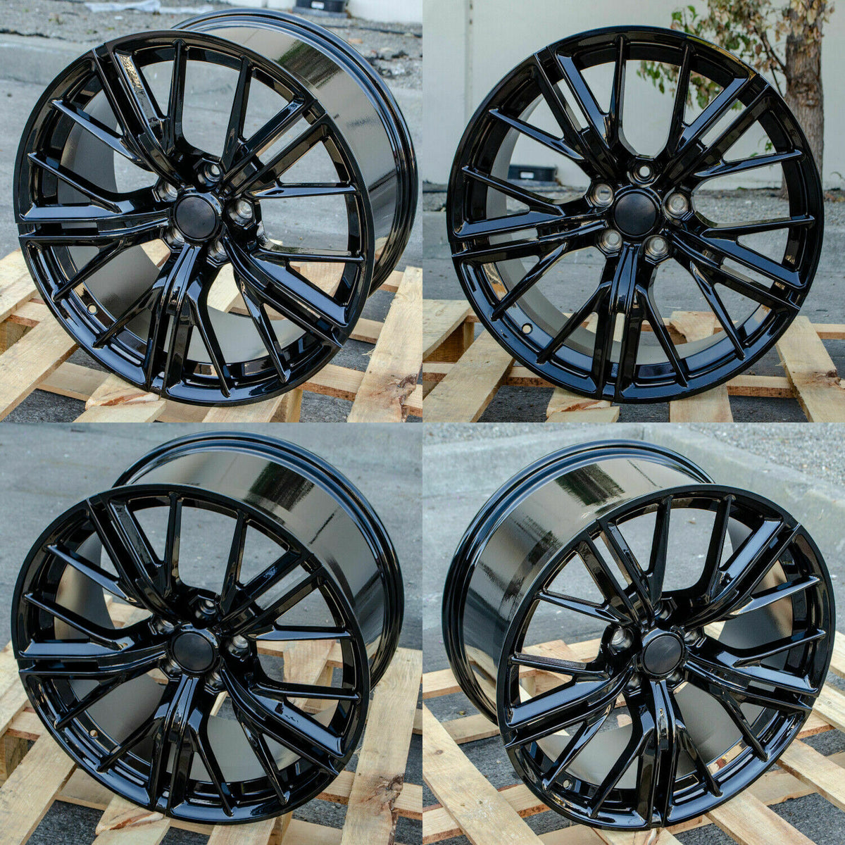 20 Gloss Black Wheels 20x10 / 20x11 Fit Chevrolet Camaro Chevy Set 4 R ...