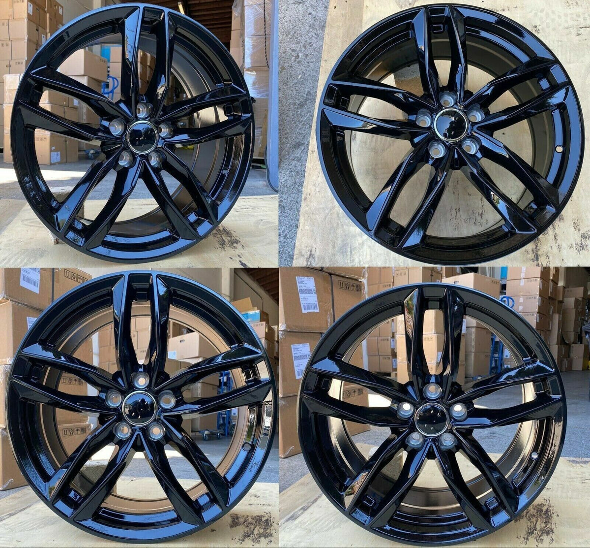 20" Wheels For Audi A4 A6 A5 A8 Q5 Tiguan Gloss Black Rims Set Four 20 ...