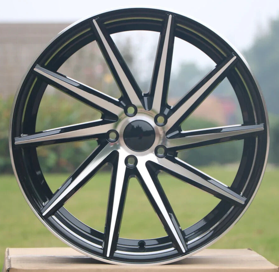 18" Wheels 18x8 +35 5x114.3 CB 73.1 Black Machined Rims Swirl W013 Set ...