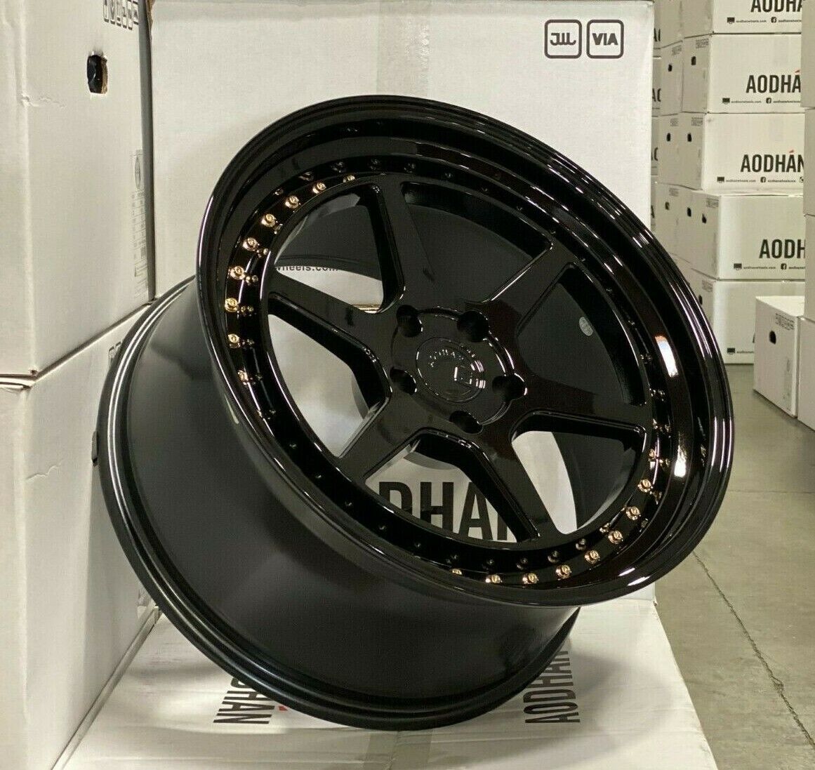 18x8.5 +35 / 18x10.5 +22 Aodhan DS09 Wheels 5x114.3 Gloss Black Rims 1 ...