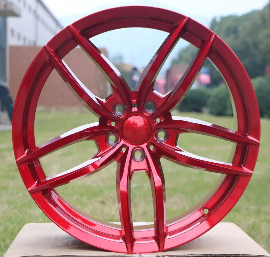 20" Red Wheels Fit Honda Accord Lexus 20x8.5 / 20x9.5 +35 5x114.3 Tune ...