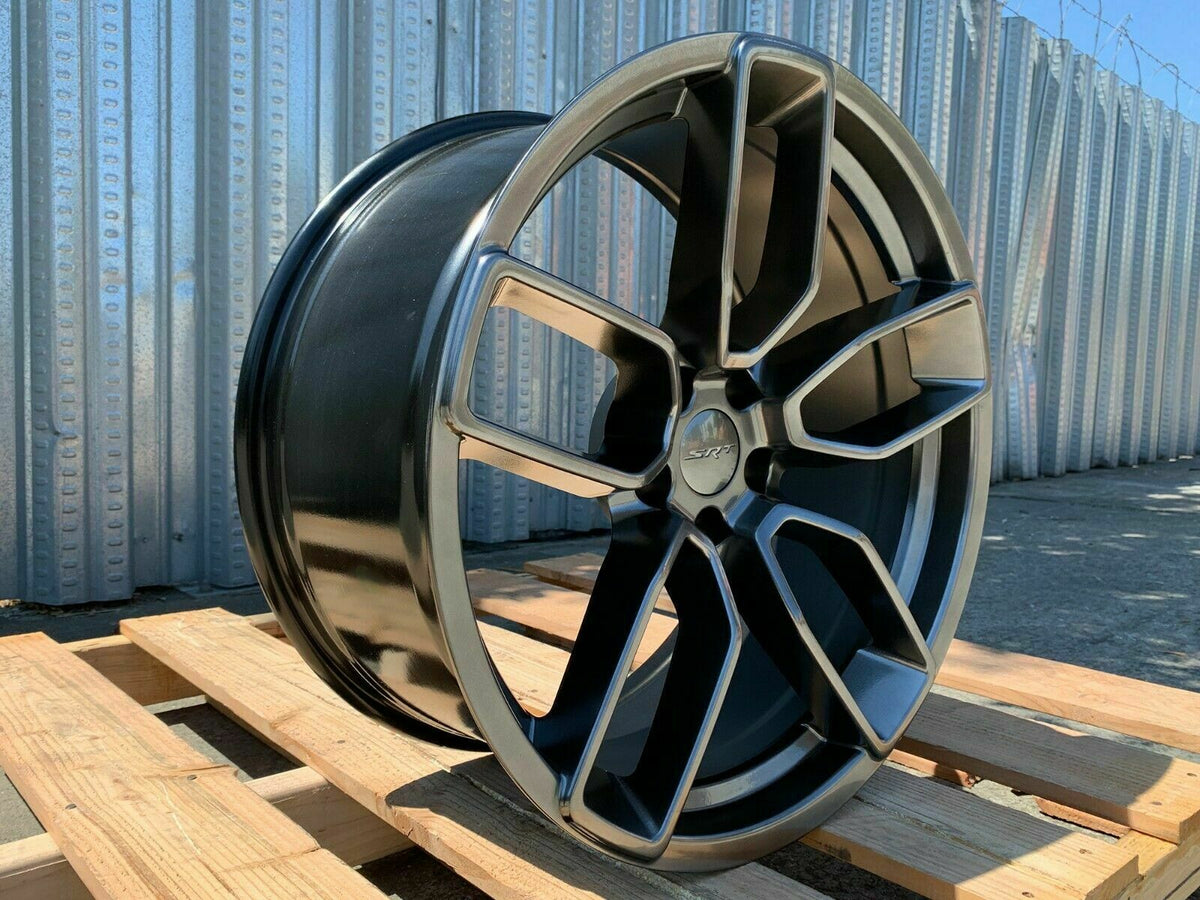 4 SRT Style Rims 20" Staggered Hyper Black Fit Dodge Challenger Charge ...