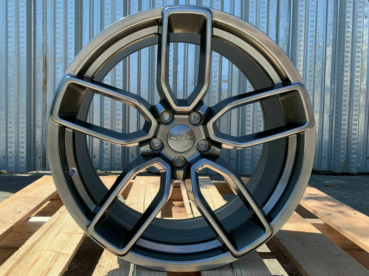 4 SRT Style Rims 20" Staggered Hyper Black Fit Dodge Challenger Charge ...