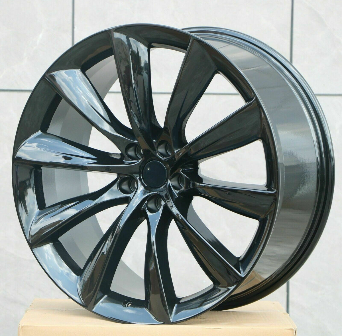 19" Turbine Style Gloss Black Wheels 19x8.5 5x114.3 for Tesla Model 3 ...