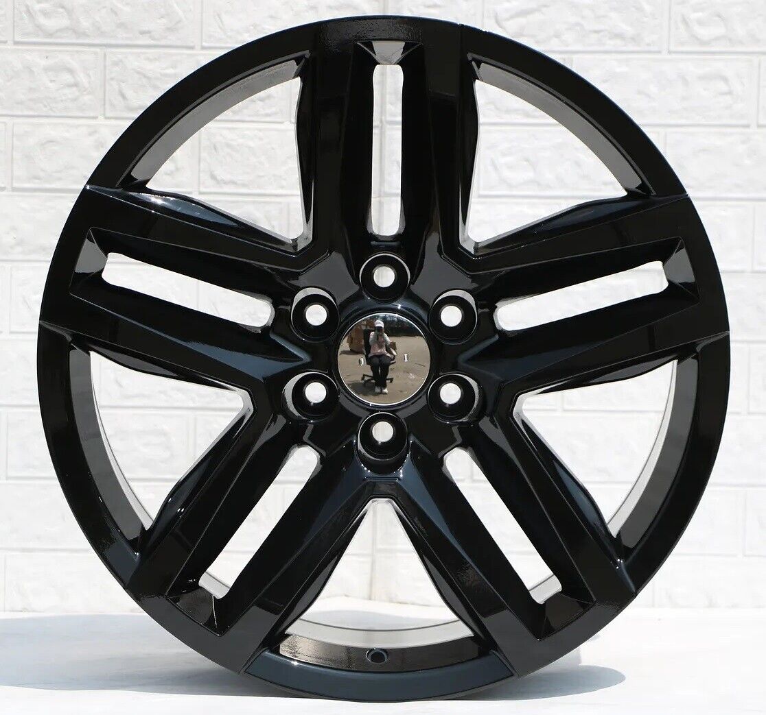 22x9 Wheels For GMC Sierra Chevy Silverado Tahoe Yukon Gloss Black 22 ...