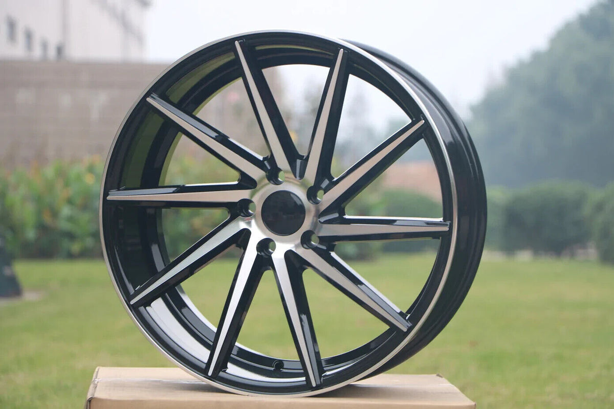 18" Wheels 18x8 +35 5x114.3 CB 73.1 Black Machined Rims Swirl W013 Set ...