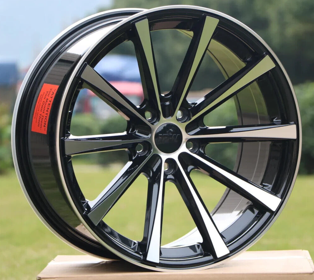 19" Wheels 19x9.5 5x114.3 ET35 CB73.1 Eclipse Style Black Machined Fac ...