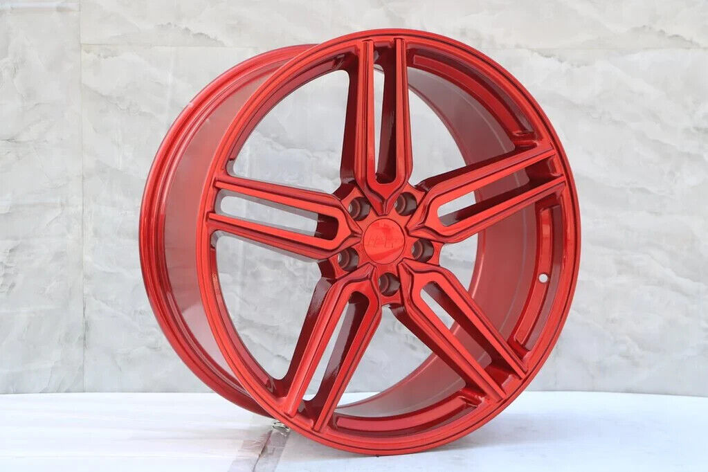 20" Red Staggered Wheels 20x9 / 20x10 +35 5x114.3 CB 73.1 Tuner Rims S ...