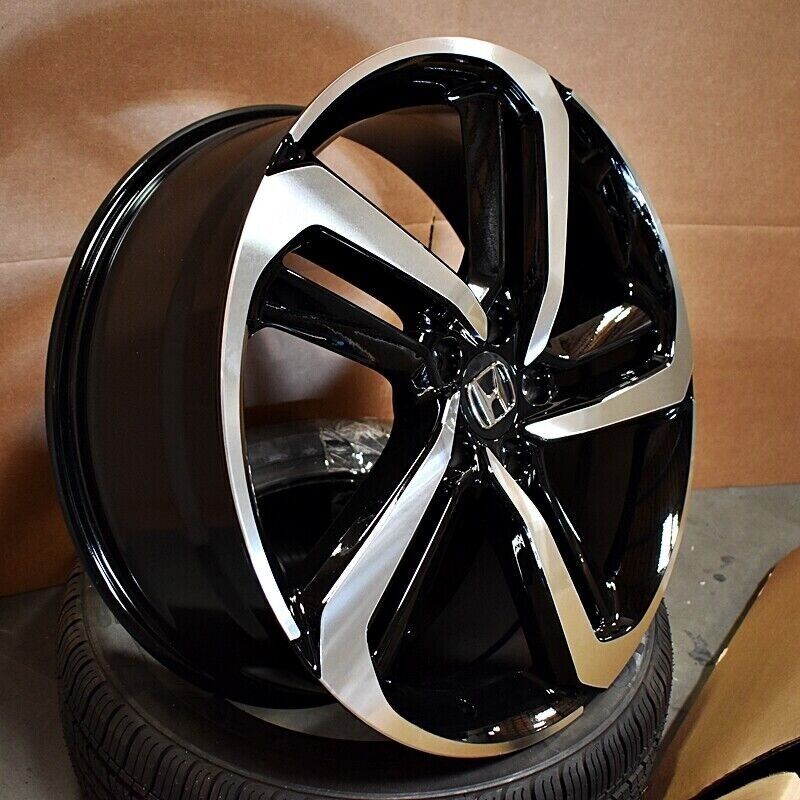 20" Gloss Black Wheels Fits Honda Accord Ex Lx Civic 20x8.5 5x114.3 Ri ...