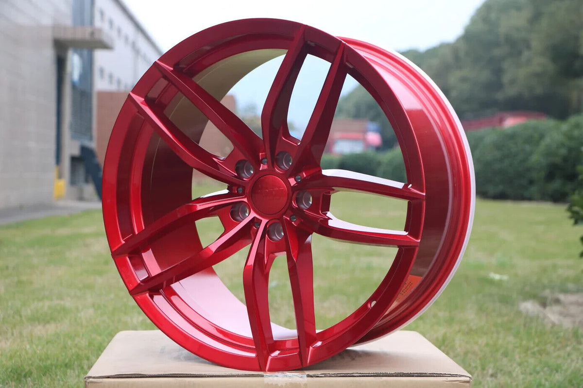 20" Red Wheels Fit Honda Accord Lexus 20x8.5 / 20x9.5 +35 5x114.3 Tune ...