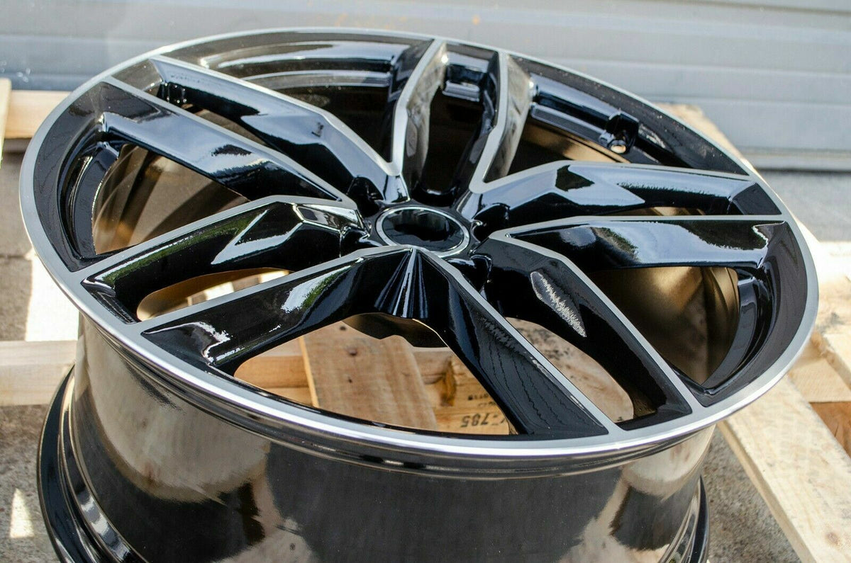 19" Wheels For Audi A4 A5 S5 Q5 Black Machined Face 19X8.5 5X112 +35 R ...