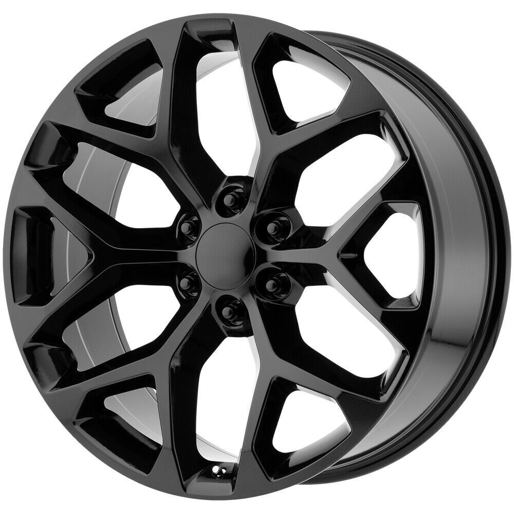 Chevy 24" Snowflake Wheels Gloss Black For GMC Tahoe Silverado 24x10 R ...