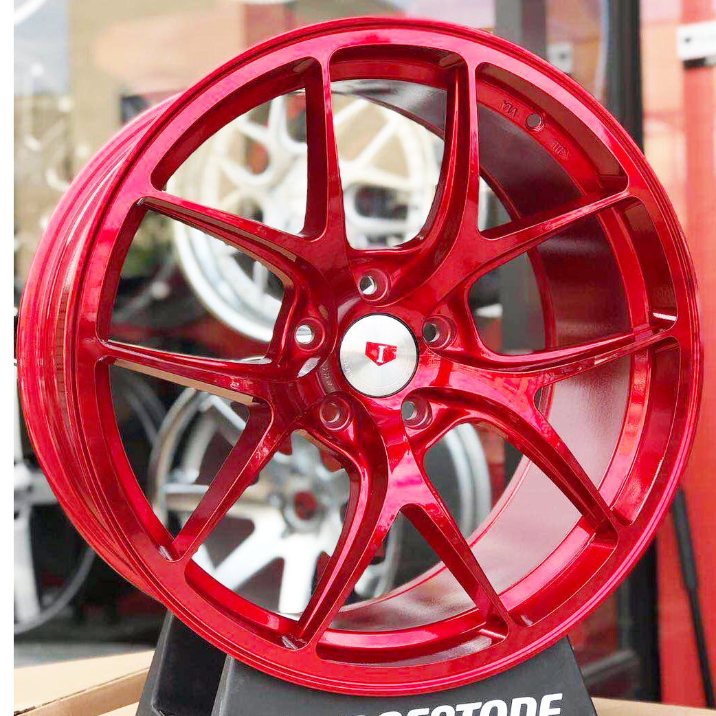 18" Wheels 18x8 / 18x9 +35 5x114.3 73.1 Tuner FI-R Style Red Rims Stag ...