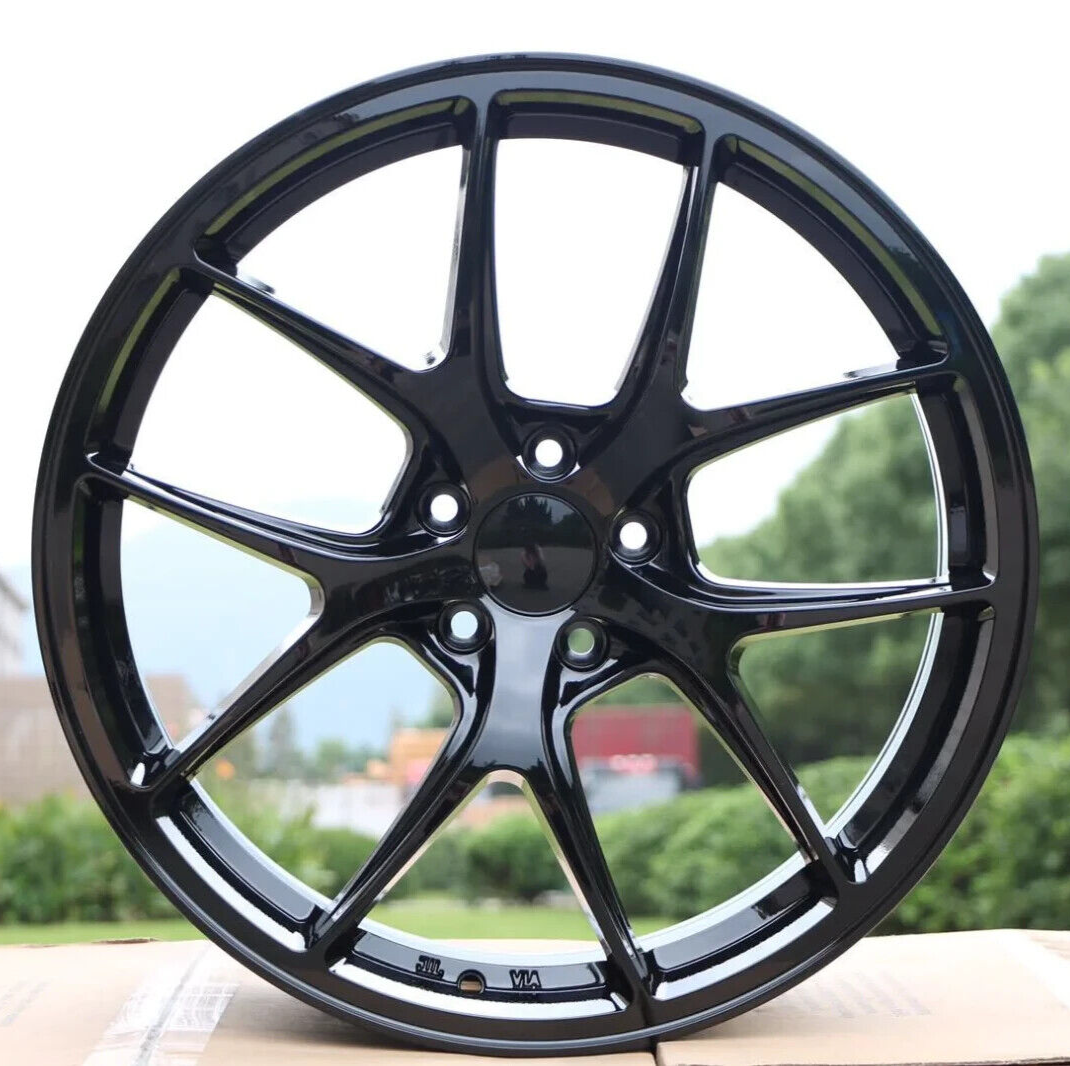 18" Wheels 18x9 +35 5x114.3 73.1 Tuner FI-R Style Gloss Black Rims Set ...