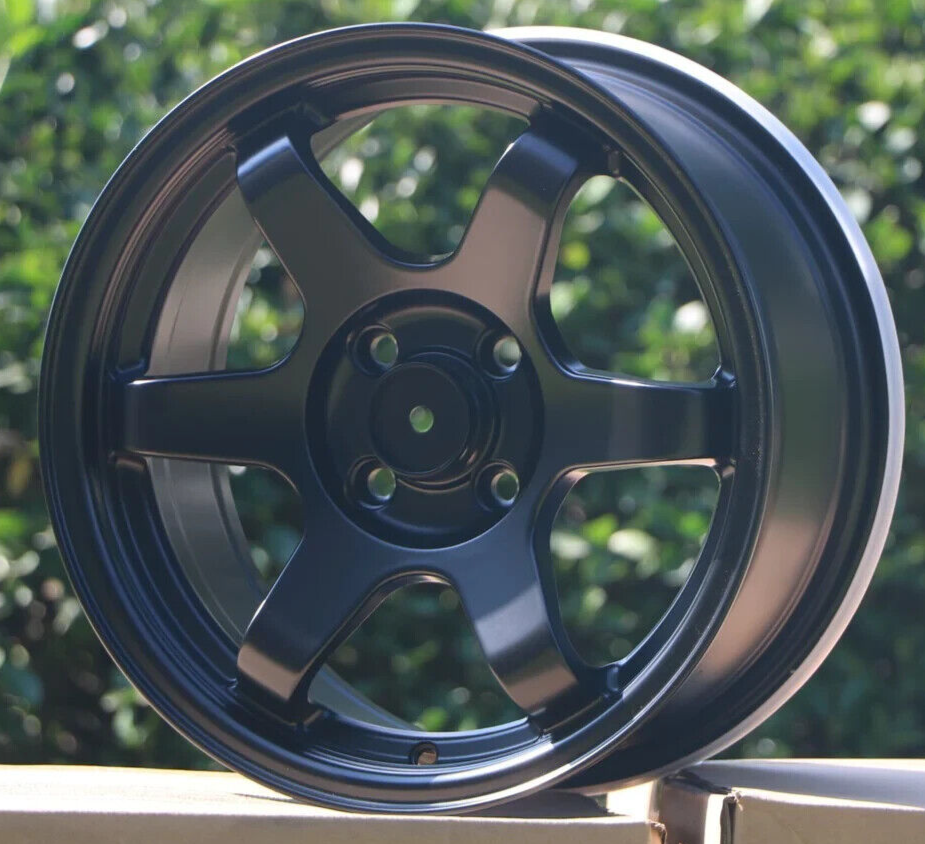 15" Black Wheels JDM TE37 Style 15x7 4x100 +30 For Honda Civic EG EK S ...
