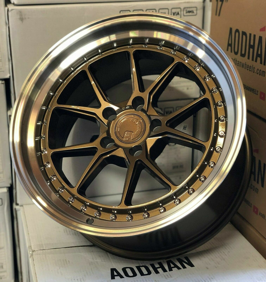 19" Aodhan DS08 Wheels 19x9.5 / 19x11 +22 5x114.3 Bronze Set 4 Rims ...