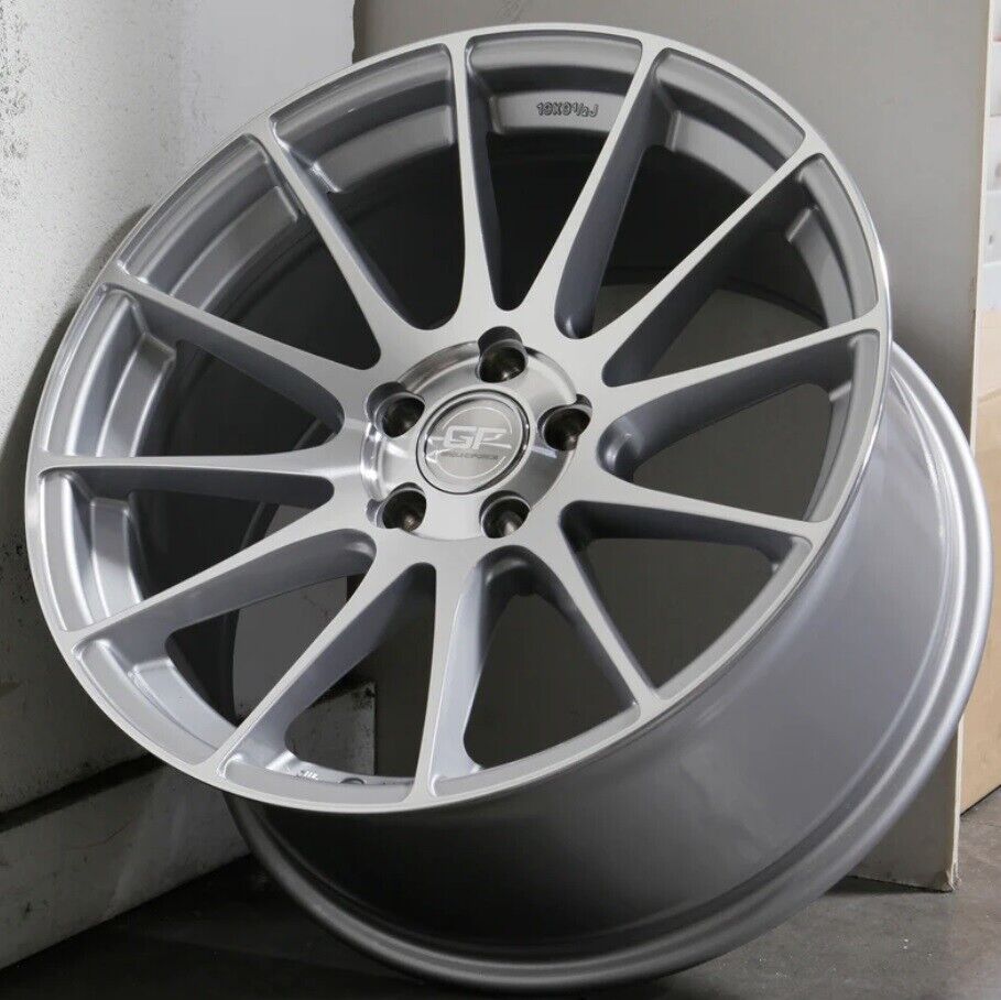 19" MRR GF6 Silver Wheels 19x8.5 / 19x9.5 5x114.3 Ground Force Rims Se ...