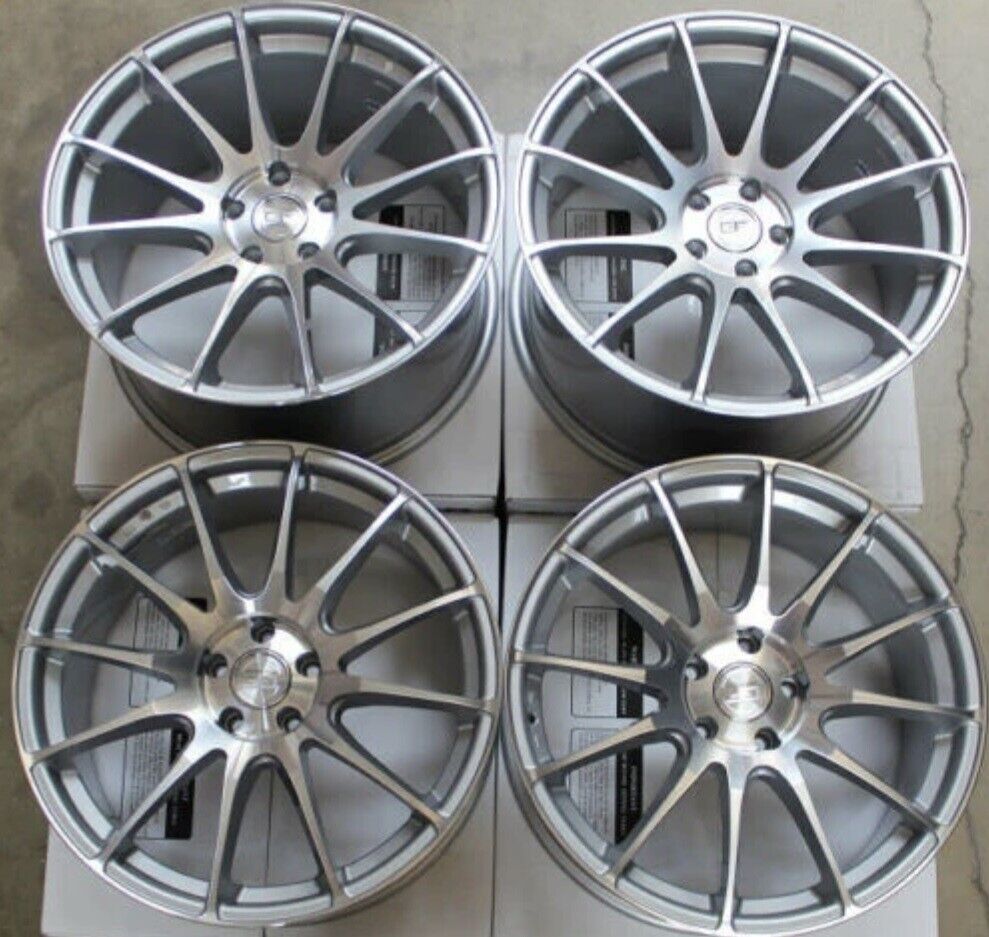 19" MRR GF6 Silver Wheels 19x8.5 / 19x9.5 5x120 Ground Force Rims Set ...