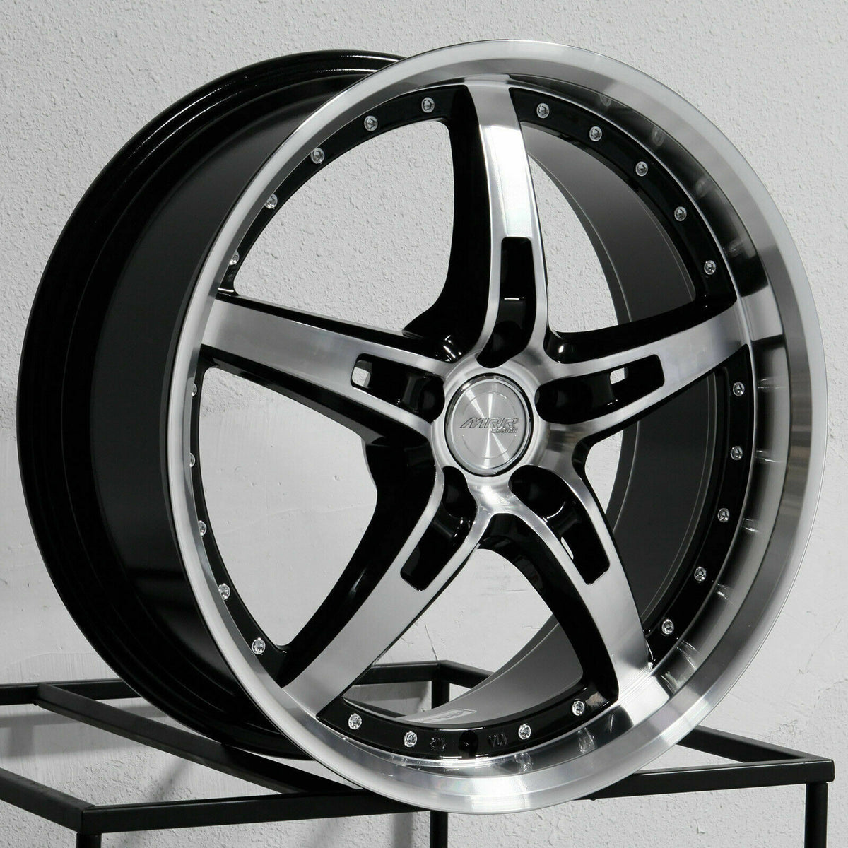 20" MRR GT5 Wheels 5x120 Machined Face Black Inlay 20x8.5 +35 Rims Set ...