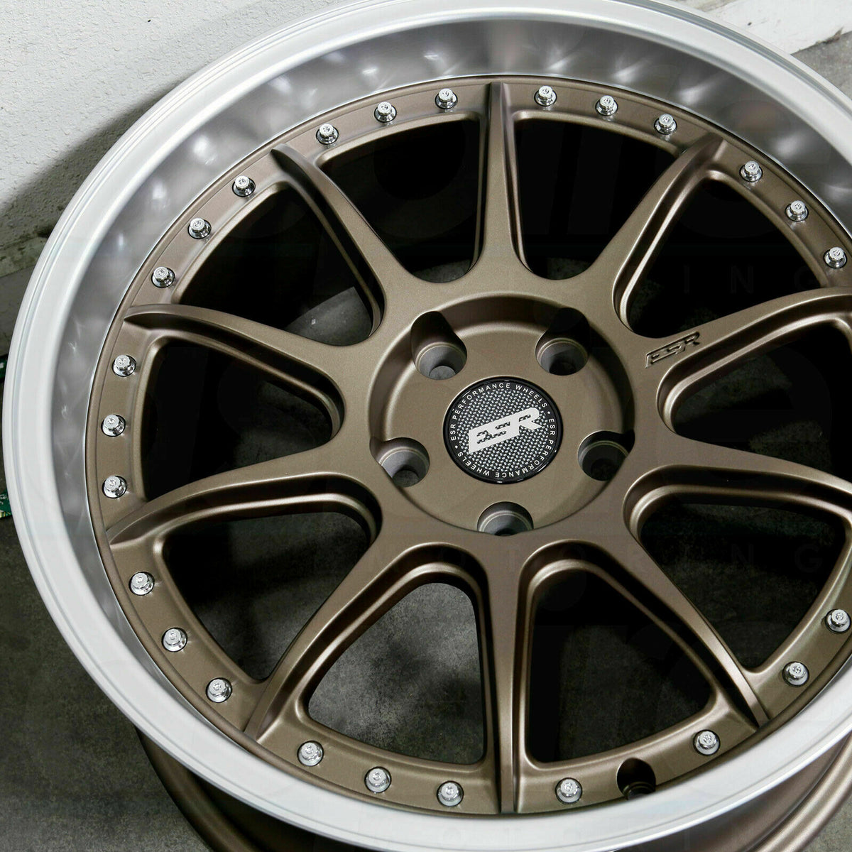 18" ESR CS12 Wheels 18x9.5 5x100 +35 Bronze Machined Lip Wheels Set of ...