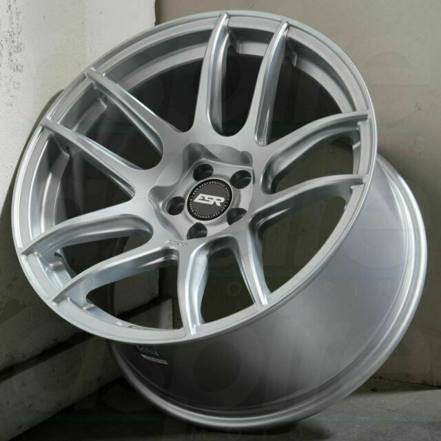 18x10.5 5x120 +22 ESR CS8 Wheels Hyper Silver 18 Inch Concave Rims Set ...