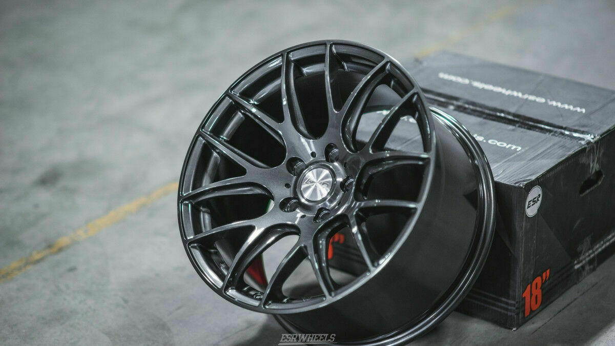 ESR SR12 18x10.5 +22 5x114.3 Gun Metal Concave 18 Inch Wheels (Set of ...