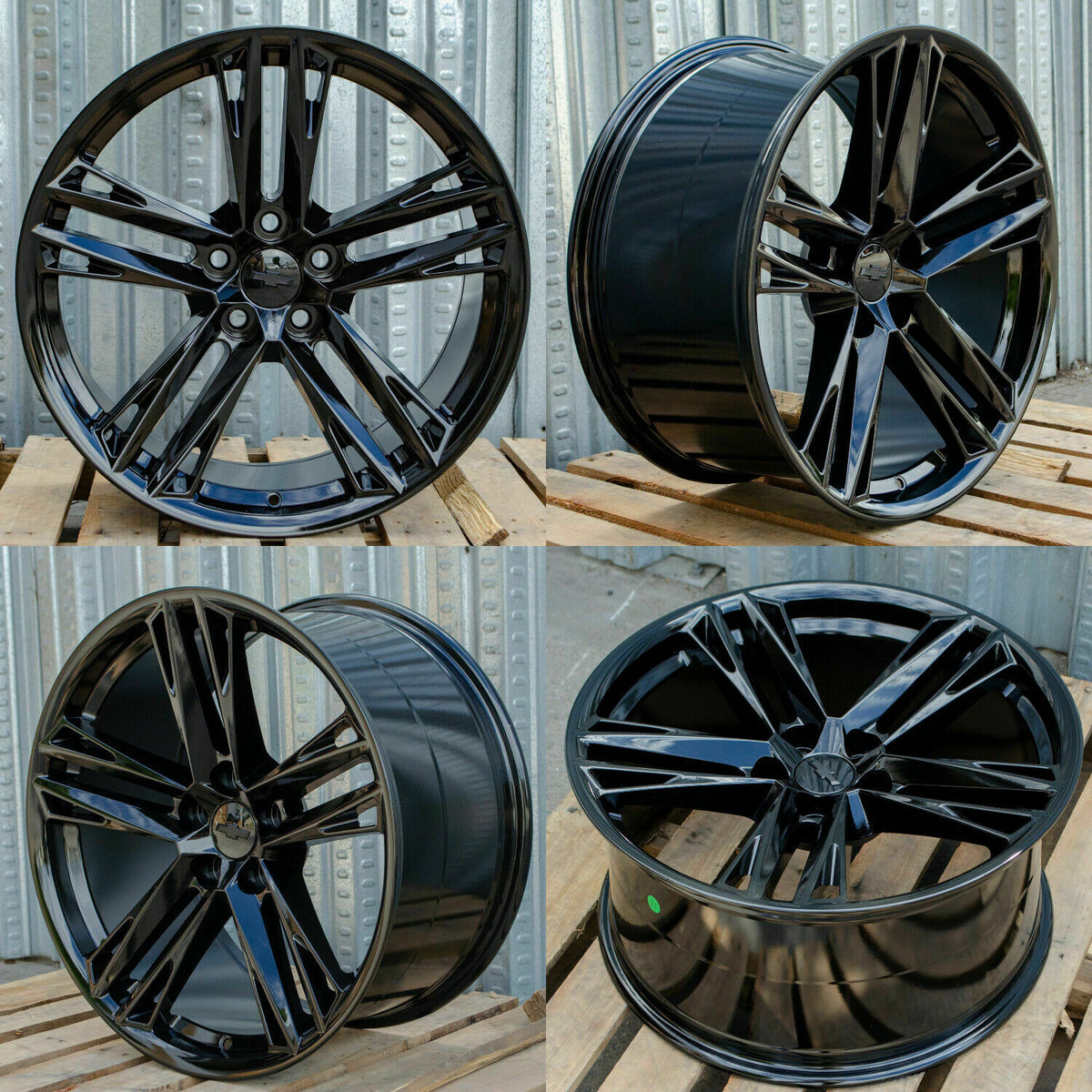 20 Inch Black Wheels 20x10 / 20x11 Fit Chevrolet Camaro Chevy Concave ...