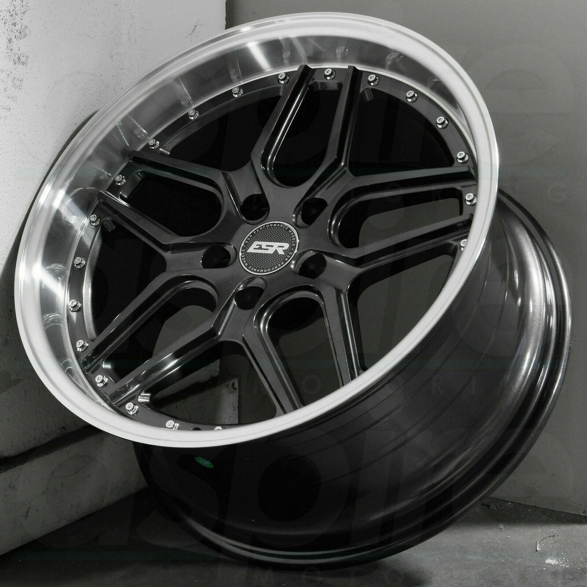 19" ESR CS15 Graphite Machined Lip Wheels 19x9.5 / 19x10.5 +22 5x120 R ...