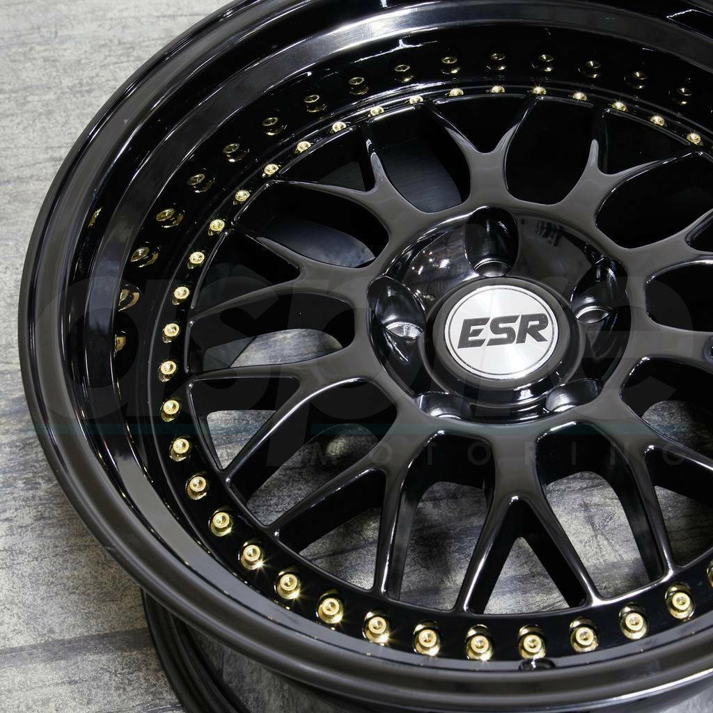 19 Inch ESR SR01 Gloss Black Wheels 19x9.5 / 19X10.5 +22 5x120 Rims Se ...