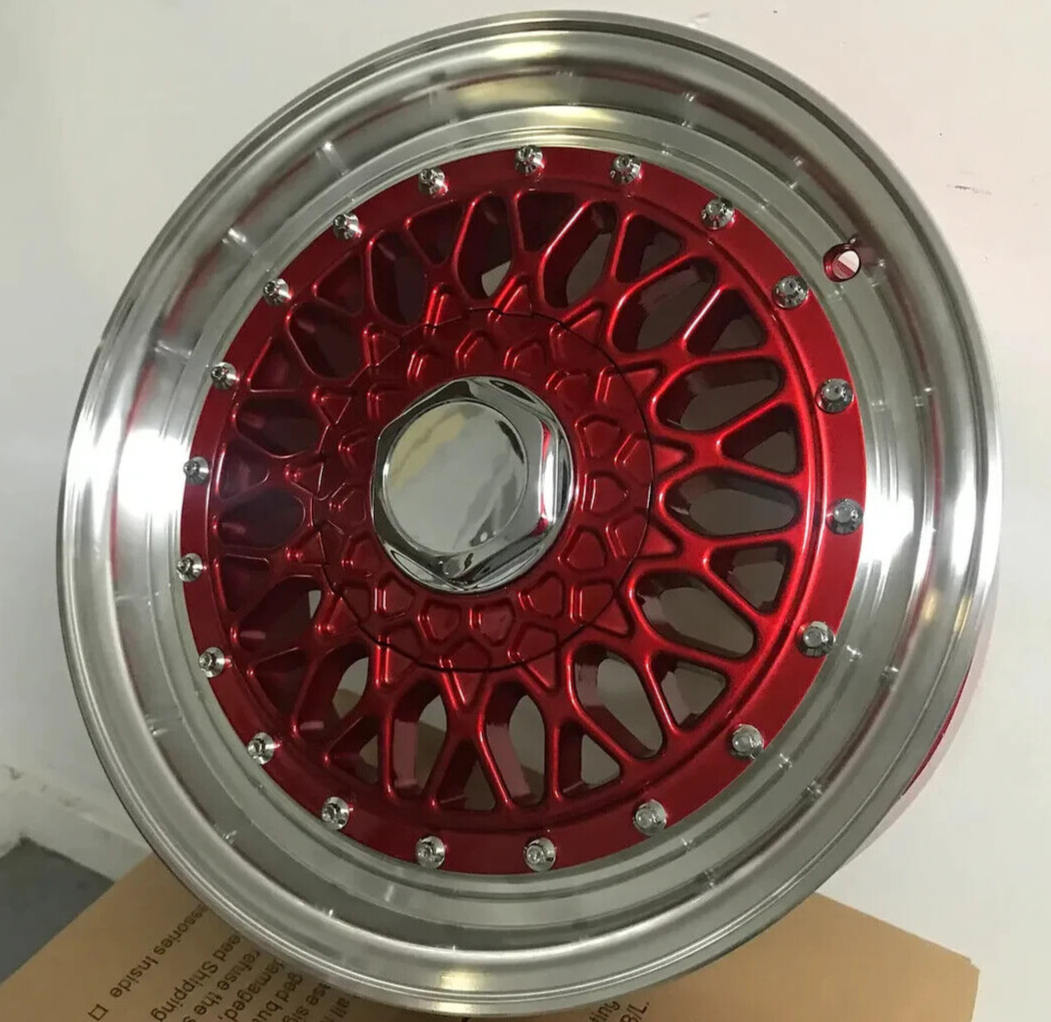 16" Wheels RS Style 16x7.5 4x114.3 / 4x100 +15 CB73.1 Red Machined Lip ...