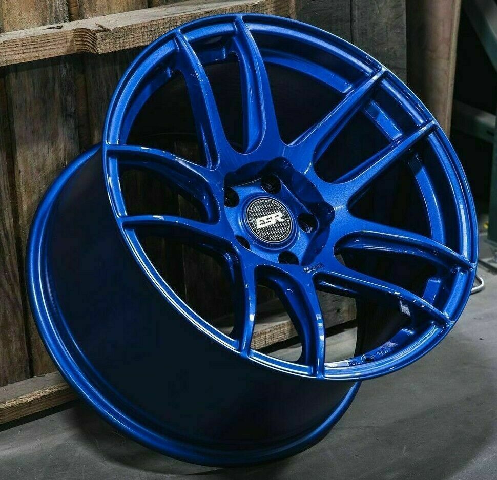 18x10.5 5x114.3 +15 ESR CS8 Wheels Apex Blue 18 Inch Concave Rims Set ...